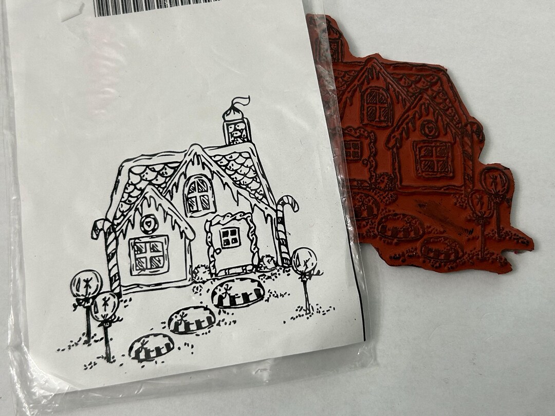 Rubber Stamp - Gingerbread House Stamp - Cling Mount Stamp - Used Stamp ...