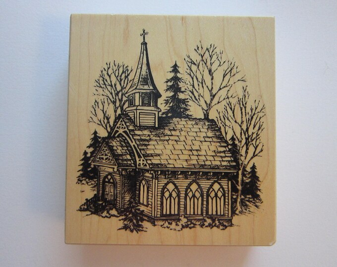 Rubber Stamp - CHURCH in the Woods - PSX K-1912 - Circa 1999 - Etsy