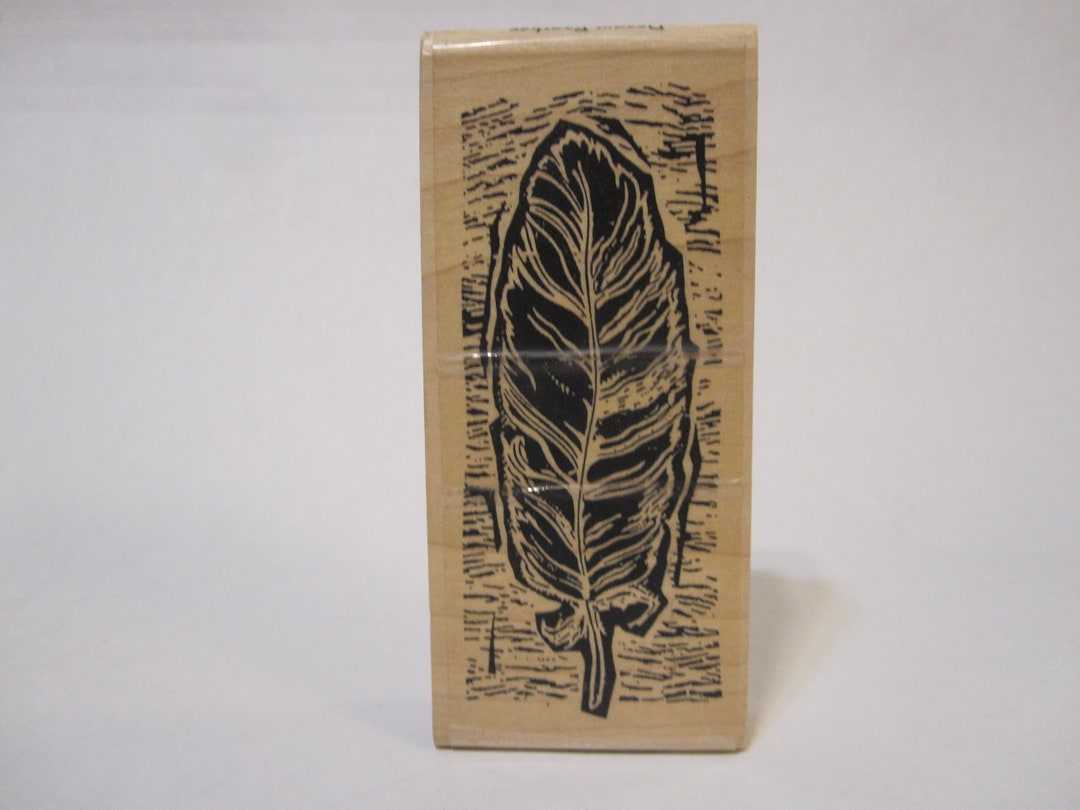 Rare Rubber Stamp Acey Deucy DREAM FEATHER Stamp Faux Carved Feather ...