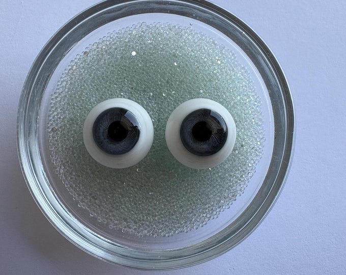 Vintage Glass Doll Eyes - 19mm Blown Glass Round Eyes, Blue Iris ...