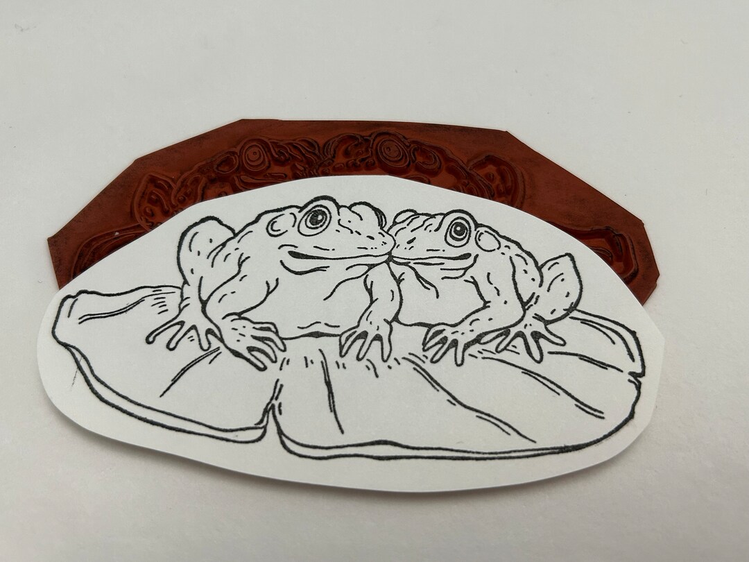 Rubber Stamp Two Frogs on Lily Pad Used Rubber Stamp, PH10 UML324A - Etsy