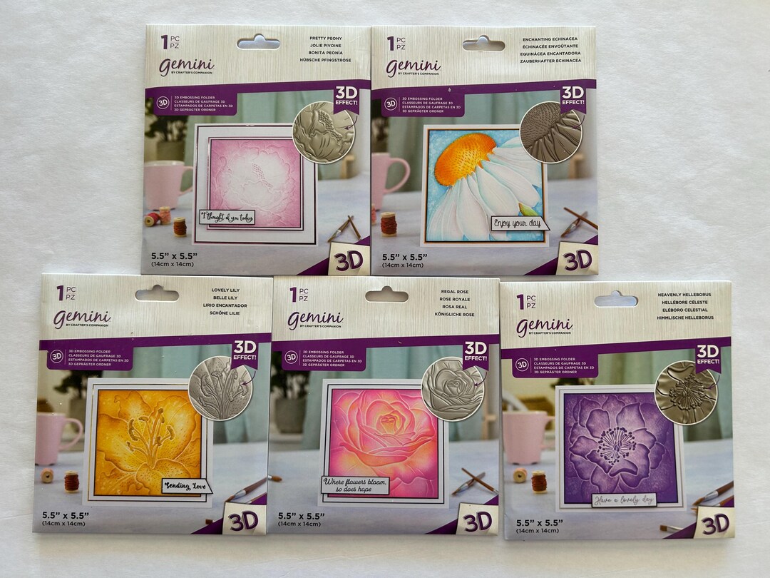 5 Embossing Folders - Gemini 3D Effect Embossing Folders - Lovely Lily ...