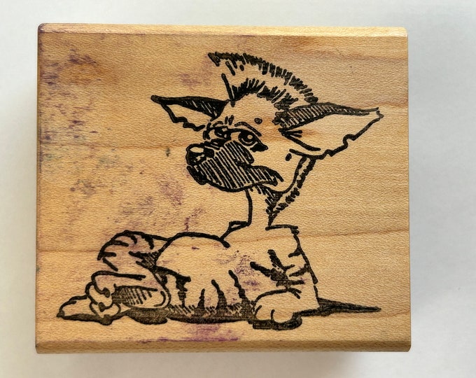 Vintage Rubber Stamp - Striped Dog With Mohawk, Dog Stamp - J D ...