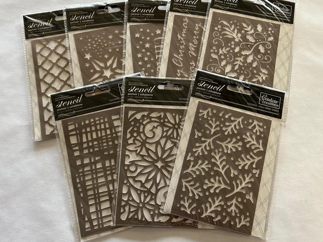 8 Stencils - 4x6 Couture Creations Stencils for Gel Plate Printing ...