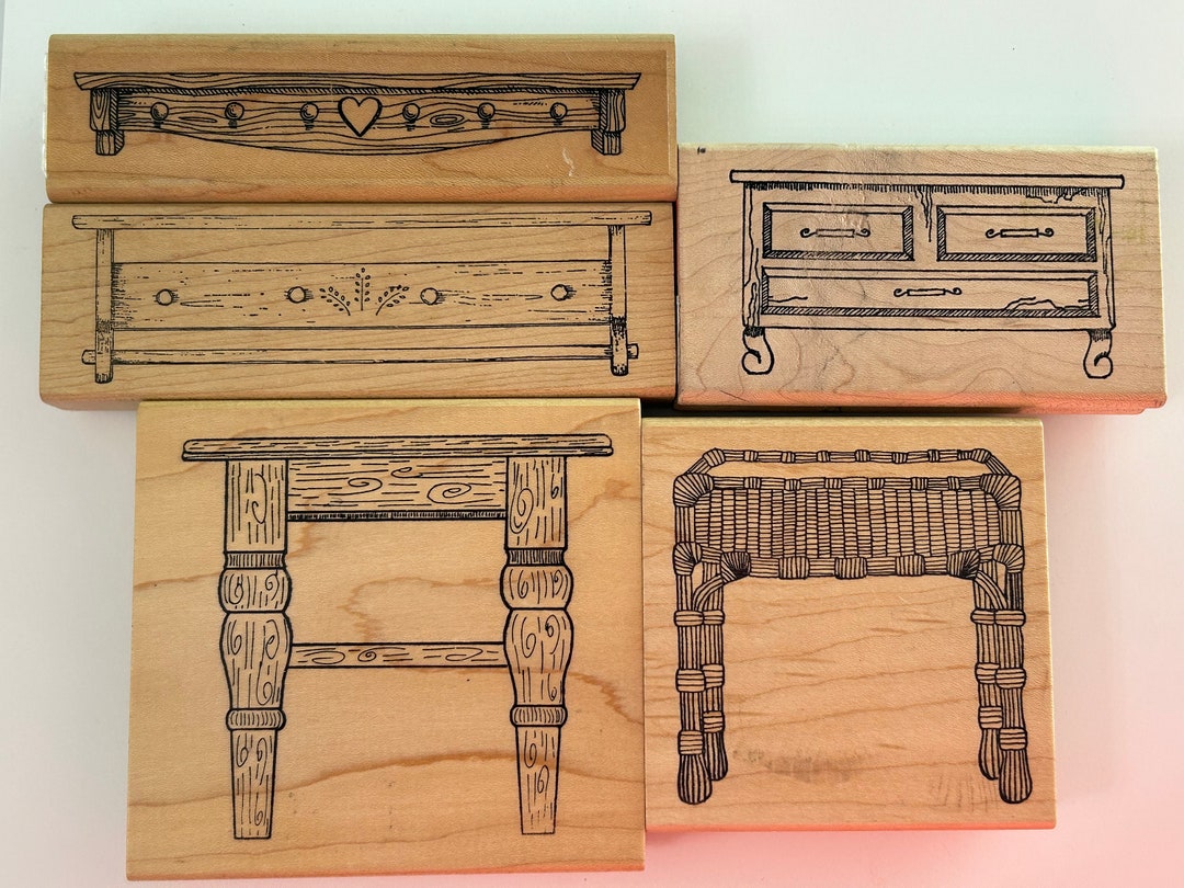 5 Rubber Stamps - Tables, Shelves, Scene Builder Stamps - Used Stamps ...