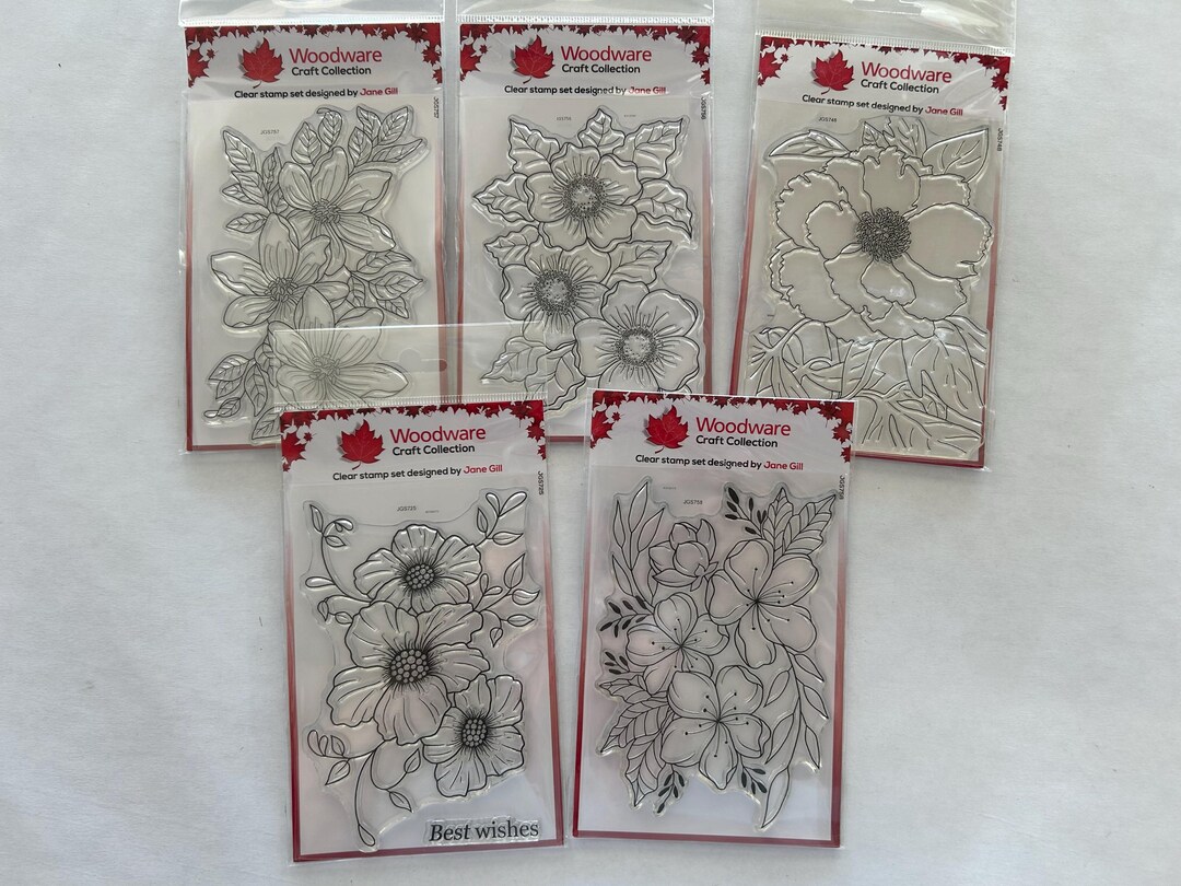 5 Pkgs Clear Stamps - Floral Wonder, Petal Trio, Peony, Scented Blooms ...