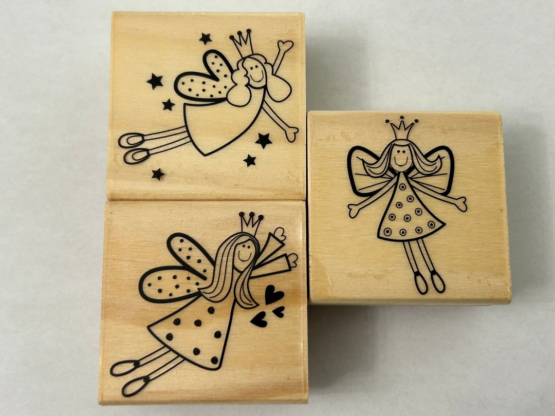 3 Rubber Stamps - Cute FAIRY Stamps - Cartoon Fairies Stamps - D18 - Etsy
