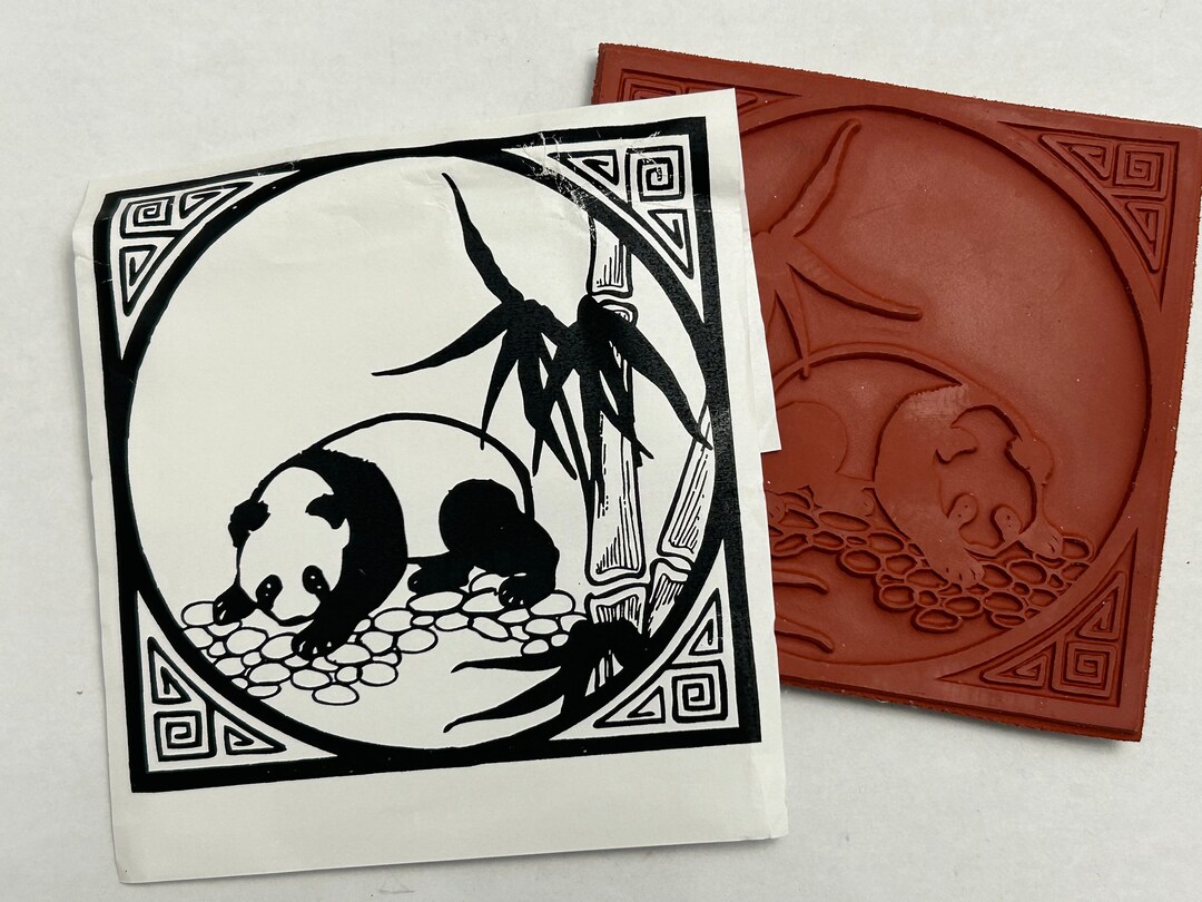 Rubber Stamp - Panda in Circle Stamp - 4.25 Inches, Rubbernecker ...