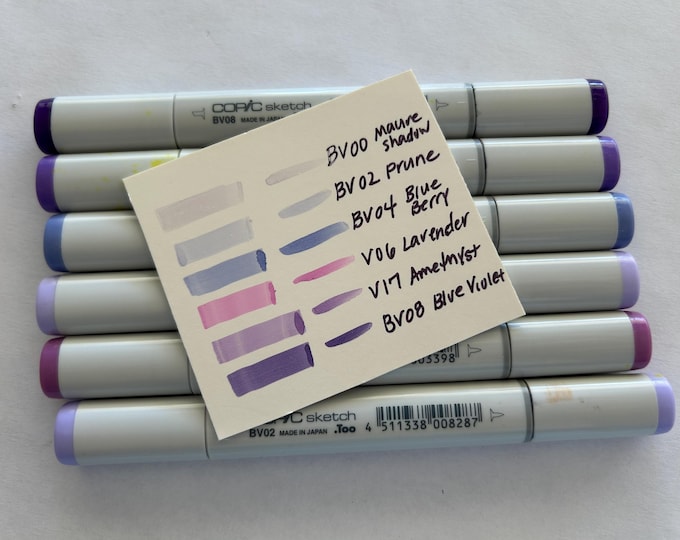 6 COPIC Sketch Dual-tip Markers - Shades of Purple - BV00, BV02, BV04 ...