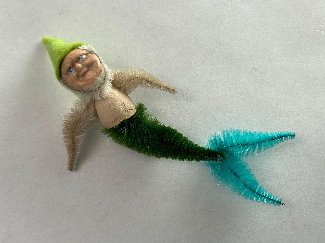 1 Handmade Bump Chenille Mermaid Merman Elf MELF Green and Aqua Bump ...