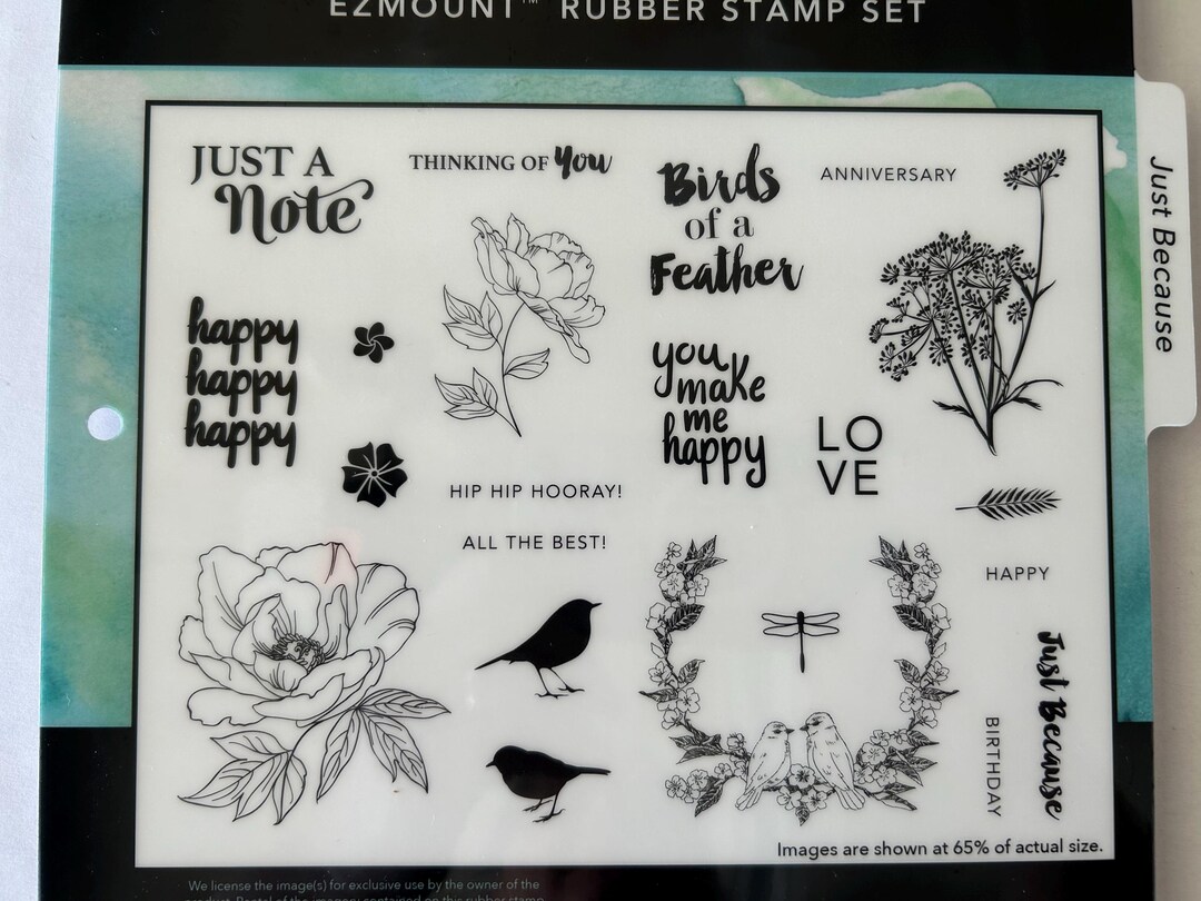 22 Pc Cling Stamp Set - Just Because Flowers Birds and Sentiments ...