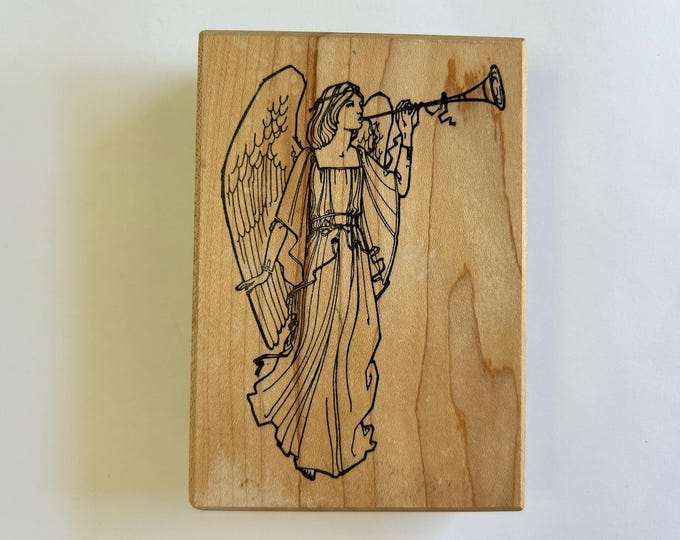 Vintage Rubber Stamp - Angel With Horn - Creations Unlimited 1995 ...