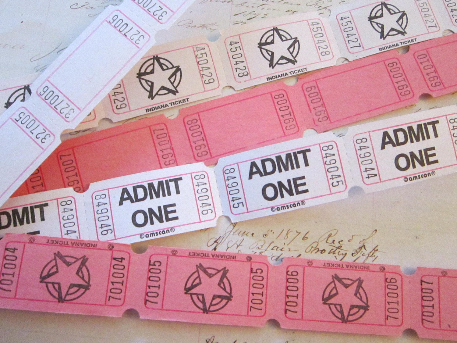 250 Carnival Tickets PINK and WHITE Blank Admit ONE - Etsy
