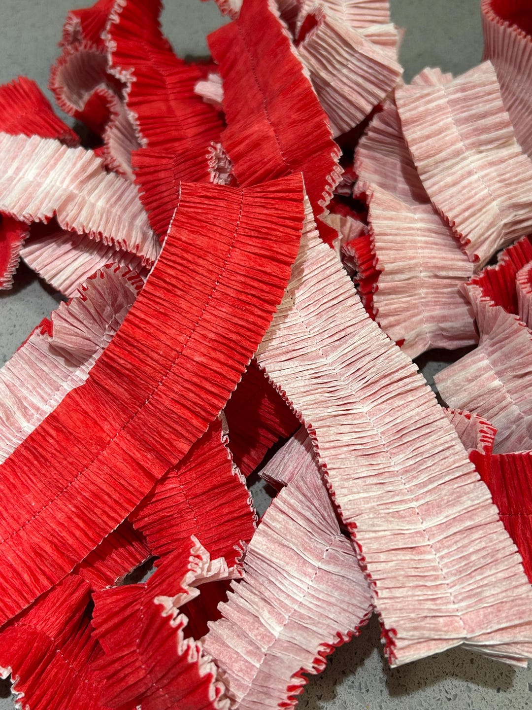 Ruffled Crepe Festooning - Red and White Double Layer Crepe Ruffle ...