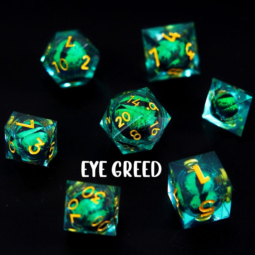 Beholder's Eye, Liquid Core Dnd Dice Set, Full Dungeons and Dragons ...