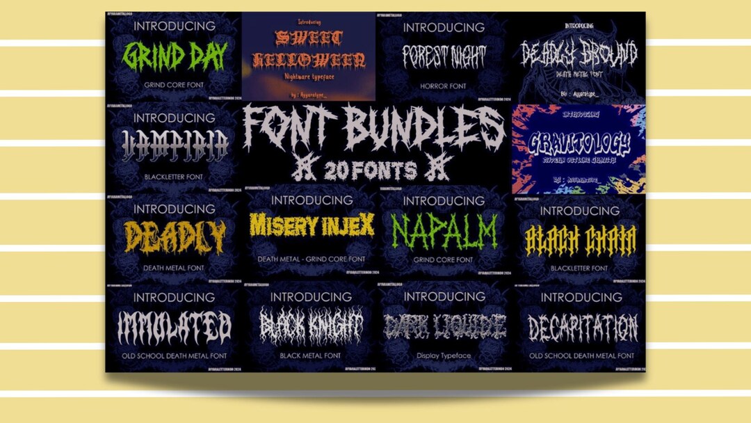 Font Bundle | Procreate Prints| Vintage Canva Fonts| Cricut Silhouette ...
