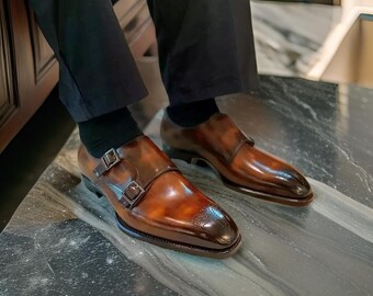 New Handmade Men's Genuine Tan Leather Oxford Cap Toe Lace up Dress ...