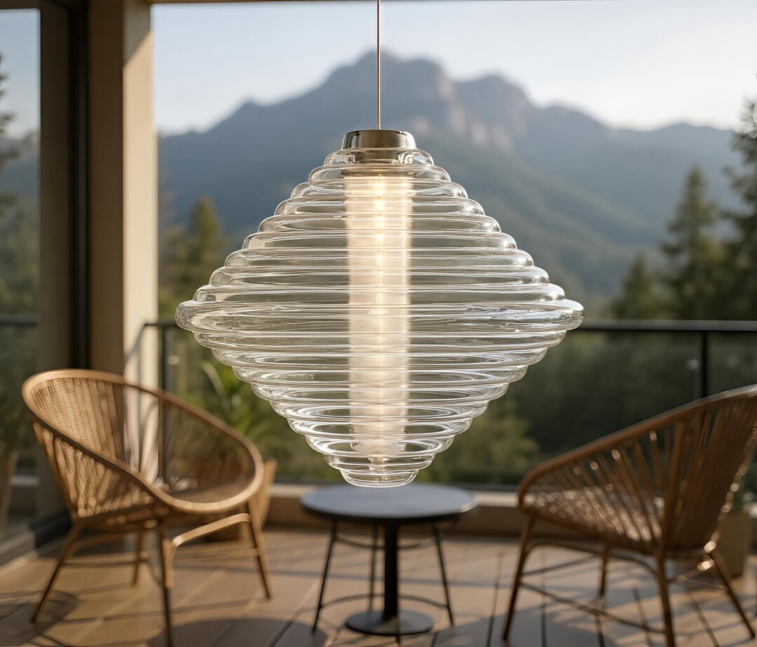 Handblown Ripple Glass Pendant Light – Modern Swirl Lighting Fixture - Etsy