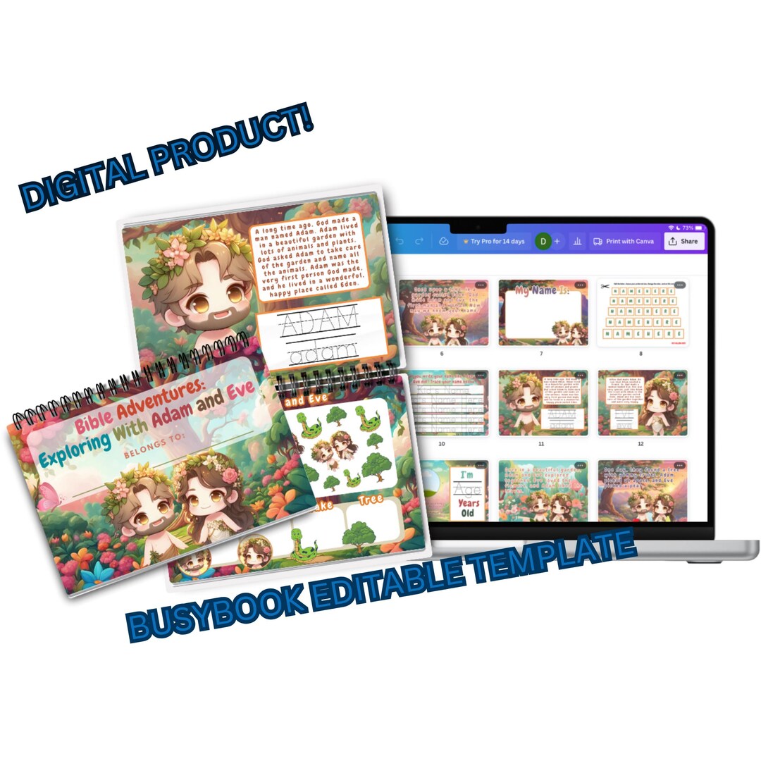 Christian Busy Book Editable Template, Canva Template, Bible Adventures ...