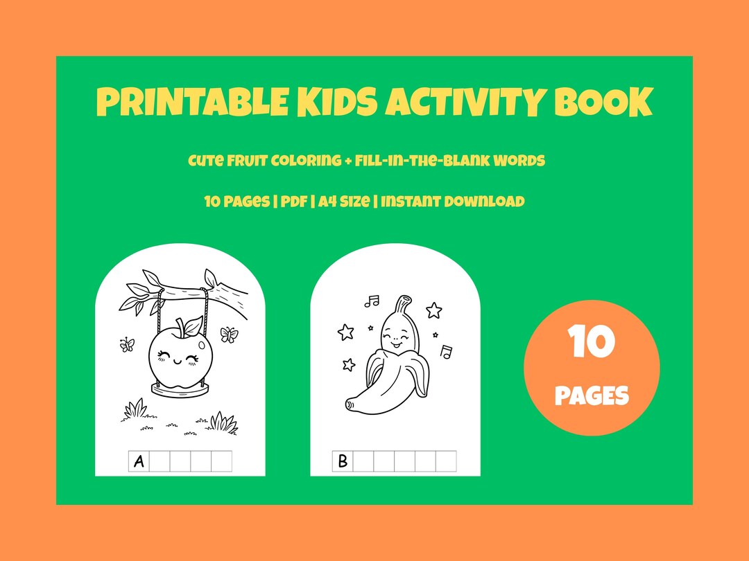 Cute Fruits Activity Book | 10 Printable Coloring Pages + Answer Key ...