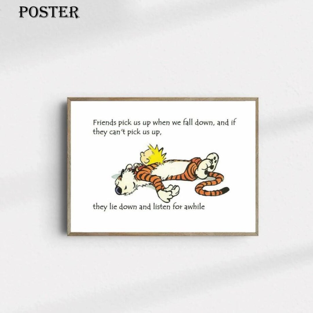 Funny Boy and Tiger Best Friend Poster/canvas, C@lvin and Bobbs Sleep ...