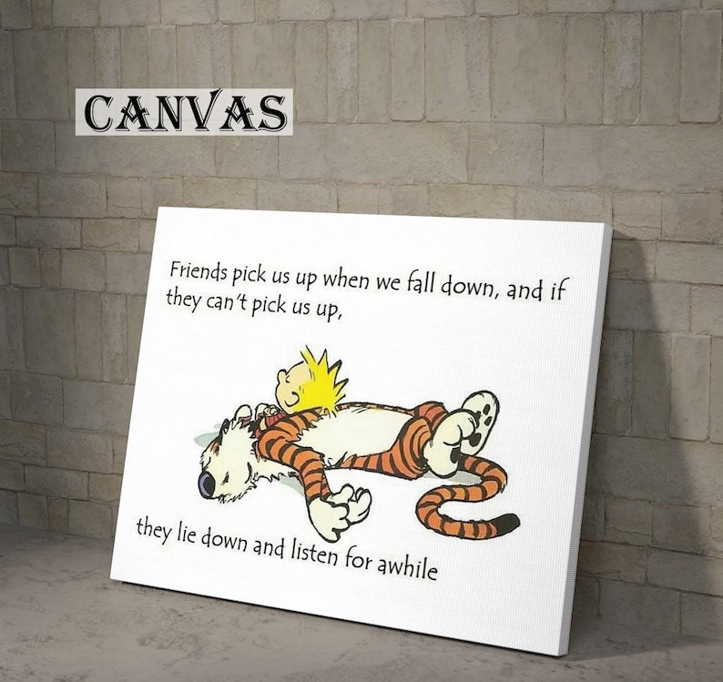 Funny Boy and Tiger Best Friend Poster/canvas, C@lvin and Bobbs Sleep ...