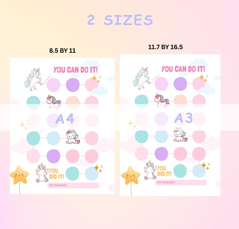 Printable Unicorn Behavior Reward Chart, Reward Charts for Kids, Daily ...