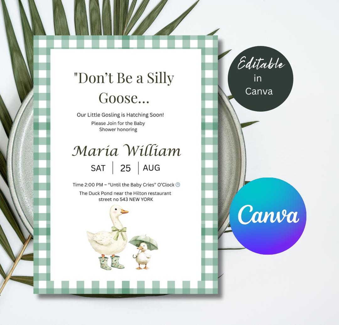 Silly Goose Baby Shower Invitation, Bunnies and Geese Baby Shower ...