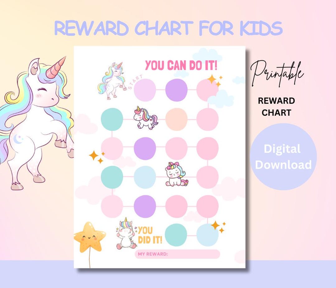 Printable Unicorn Behavior Reward Chart, Reward Charts for Kids, Daily ...