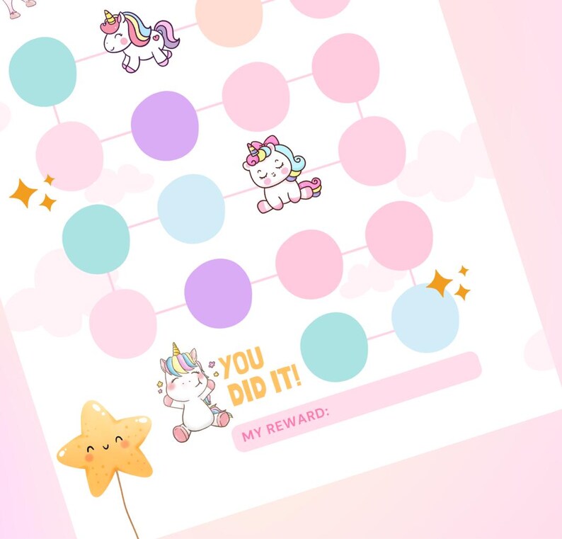 Printable Unicorn Behavior Reward Chart, Reward Charts for Kids, Daily ...