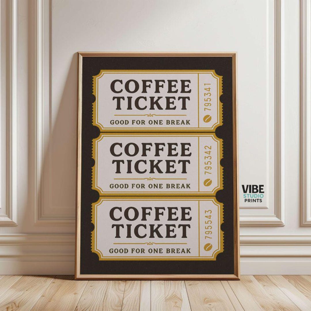Coffee Ticket Poster: Retro Bar Cart Print, Trendy Kitchen Decor ...