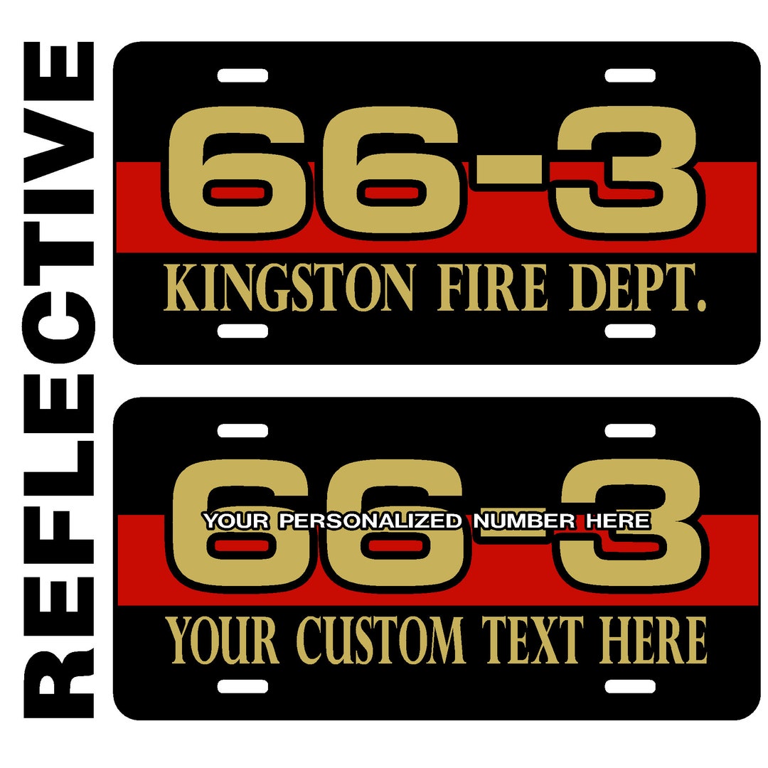 Red Line Reflective License Plate for Firefighters - Both Lines ...
