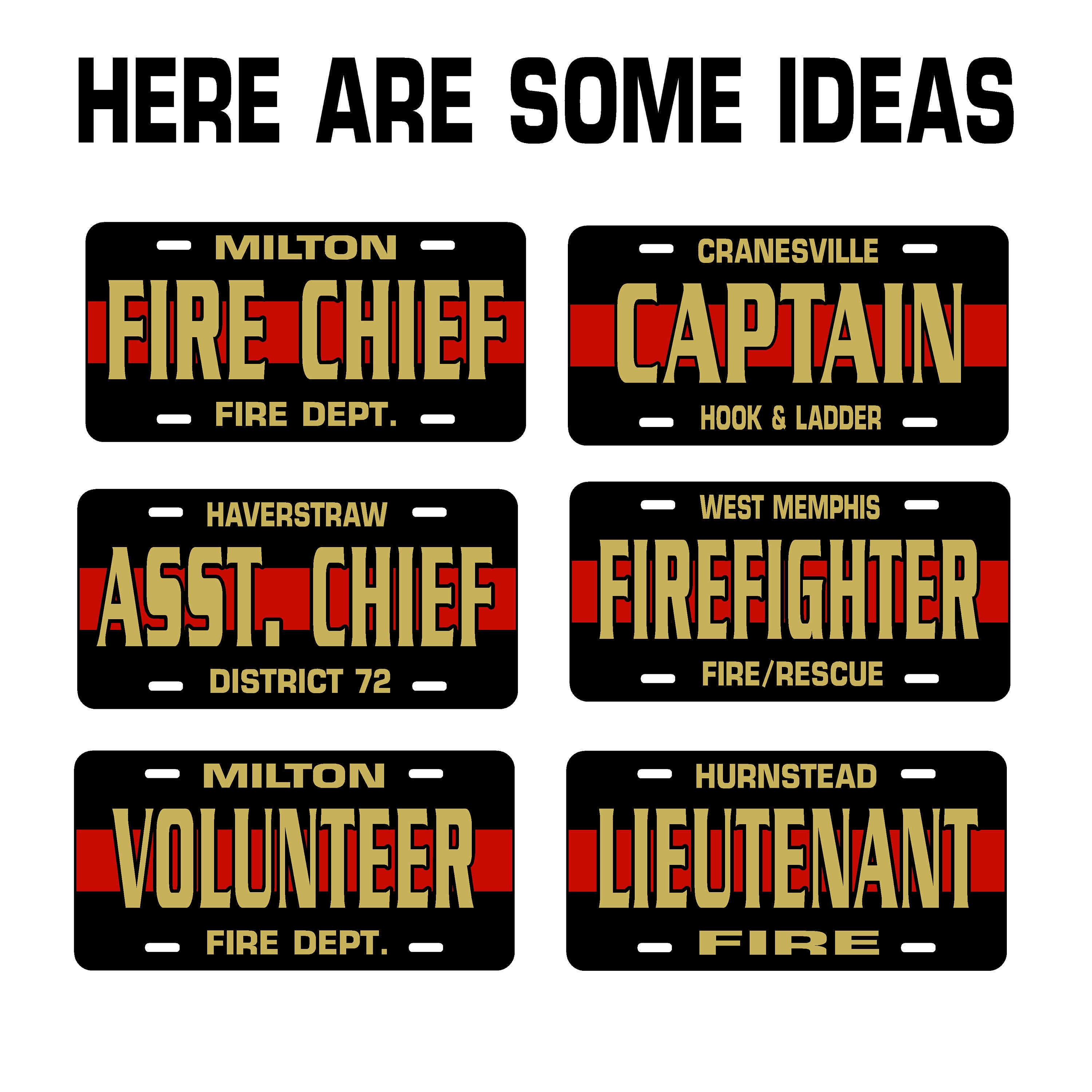 Red Line Reflective License Plate With Your Rank All Lines Personalized ...