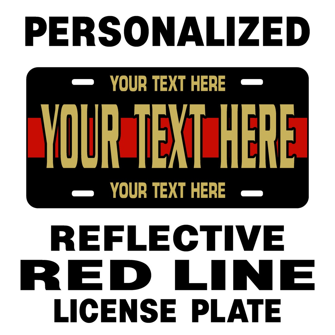 Red Line Reflective License Plate With Your Rank - All Lines ...