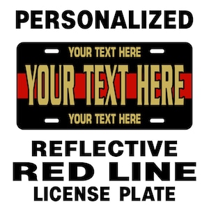 Red Line Reflective License Plate With Your Rank - All Lines ...