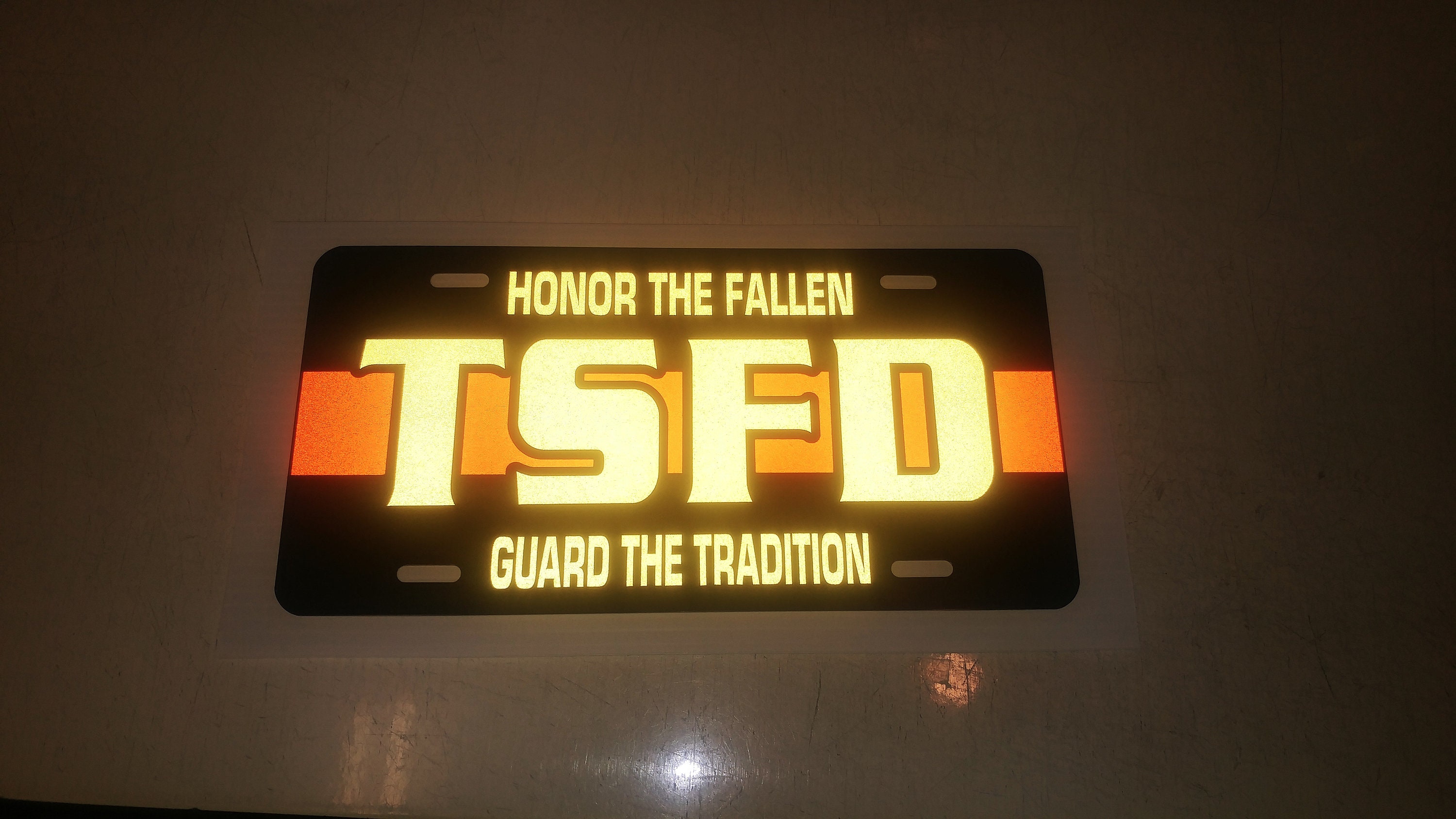 Red Line Reflective License Plate With Your Rank All Lines Personalized ...