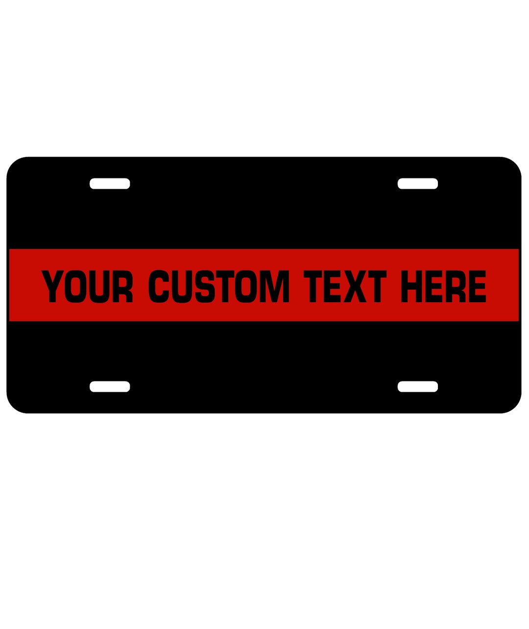 Red Line Reflective License Plate - Personalized Text- Thick .040" With ...