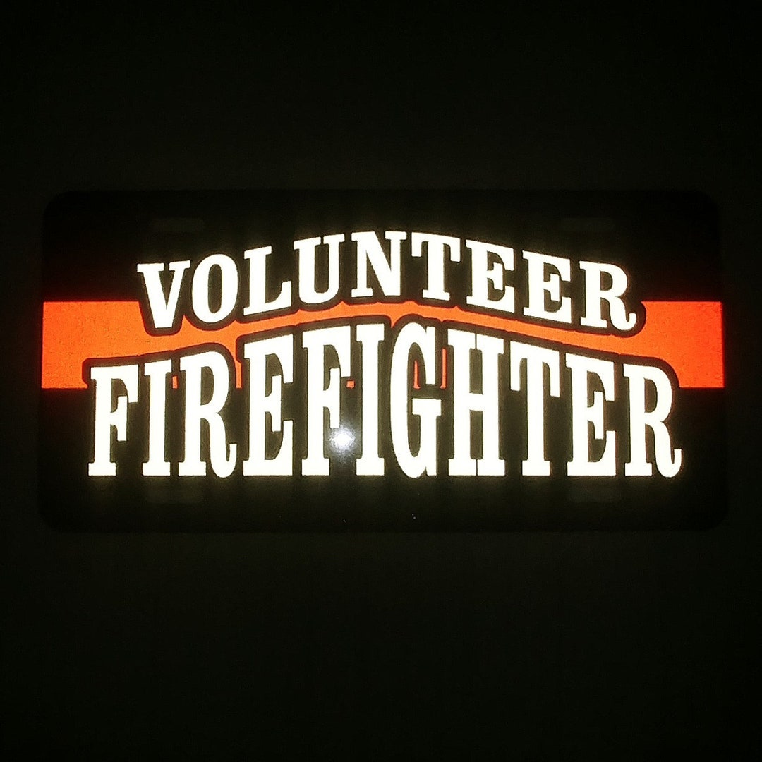 Reflective Volunteer Firefighter License Plate - Red Line, Aluminum - Etsy