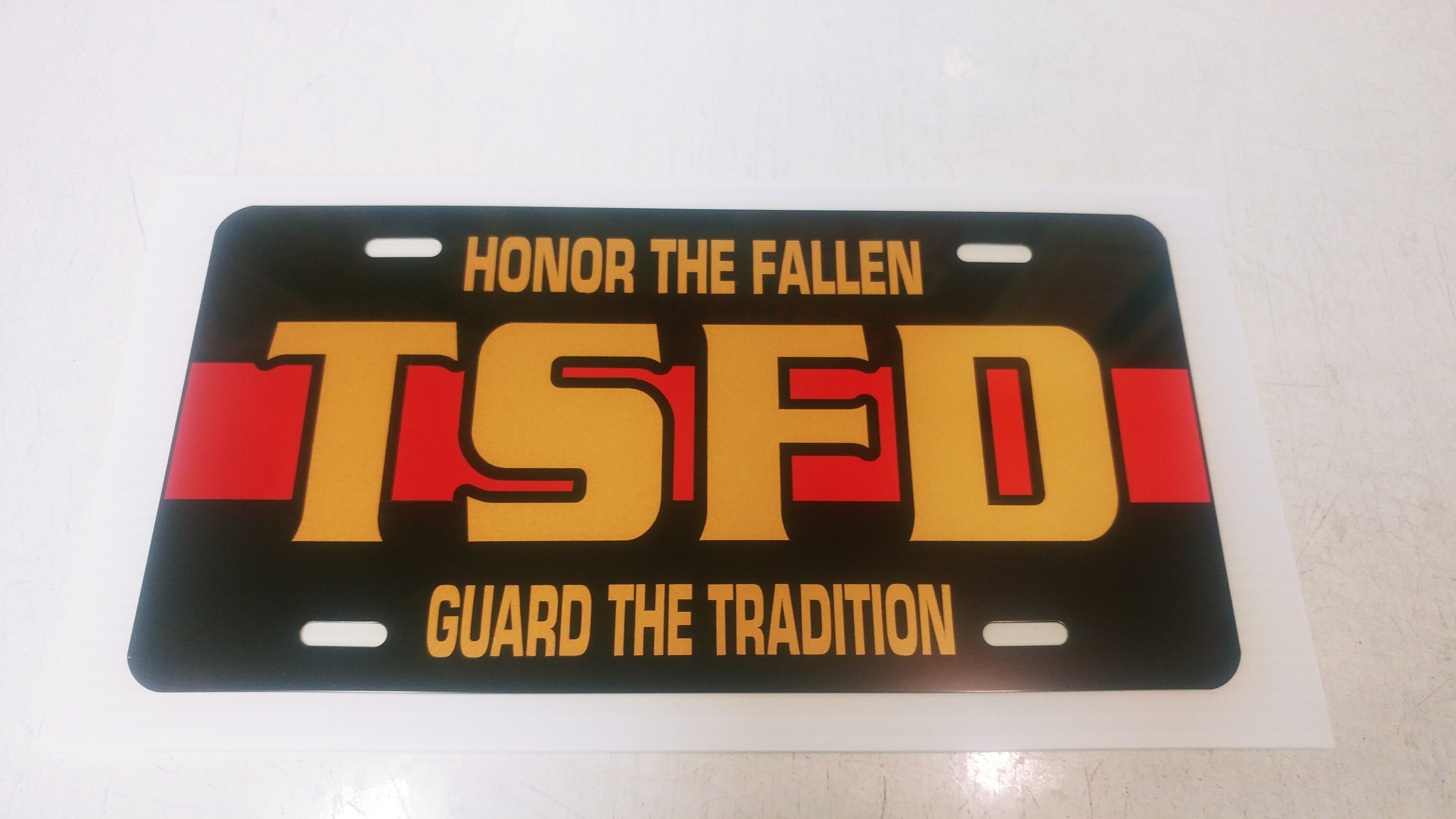 Red Line Reflective License Plate With Your Rank All Lines Personalized ...