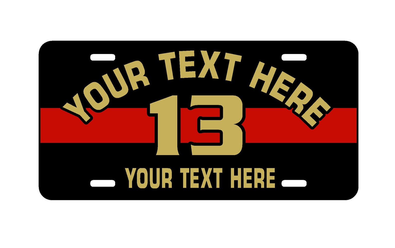 Red Line Reflective License Plate - All Lines Personalized - Thick .040 ...