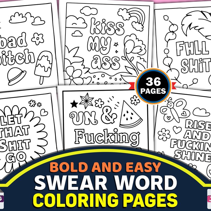 Swear Word Coloring Pages - Etsy