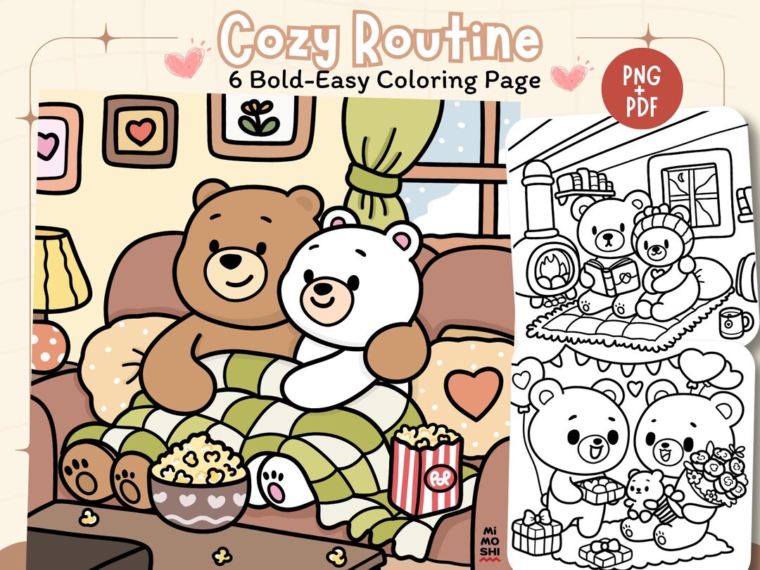 Cozy Routine Coloring Pages by Kawaiibear, Adorable Designs for Kids ...