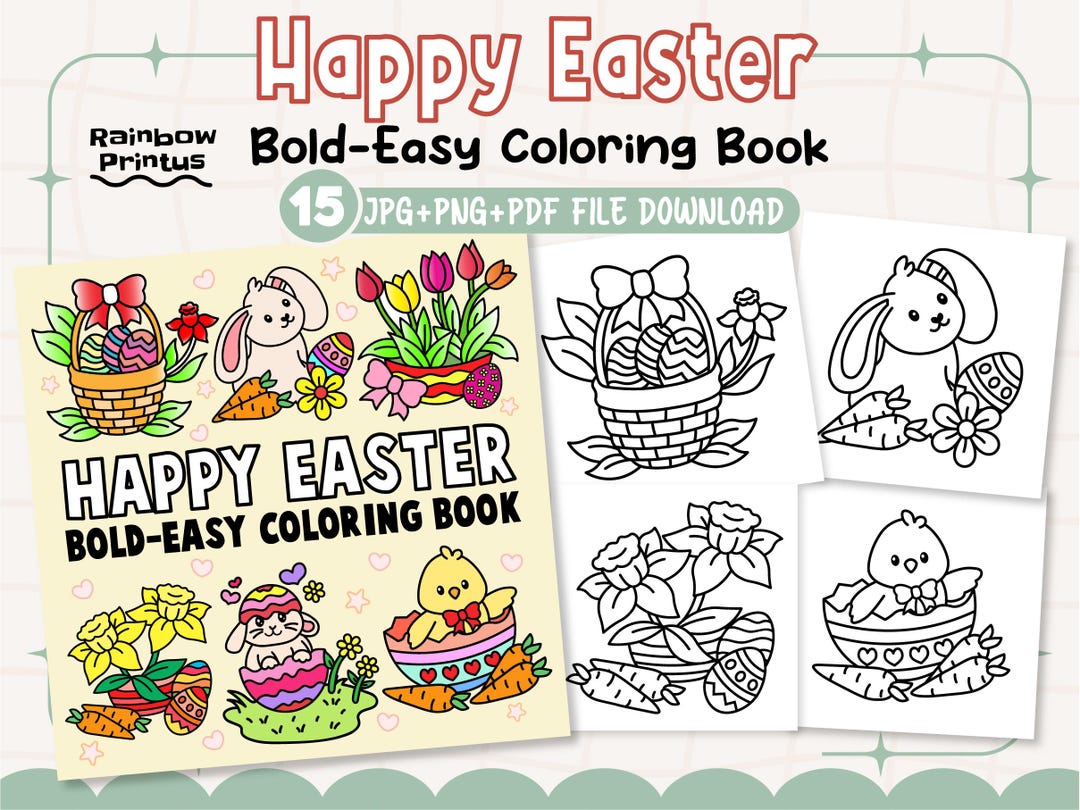 Happy Easter: Bold and Easy Coloring, Fun Coloring Pages for Kids ...