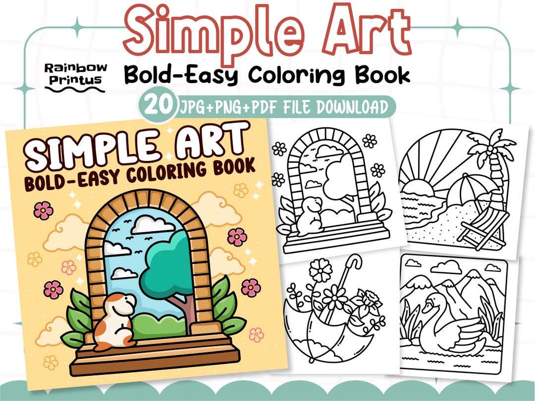 Simple Art Coloring Book: Bold & Easy Designs, Perfect for Kids Adults ...