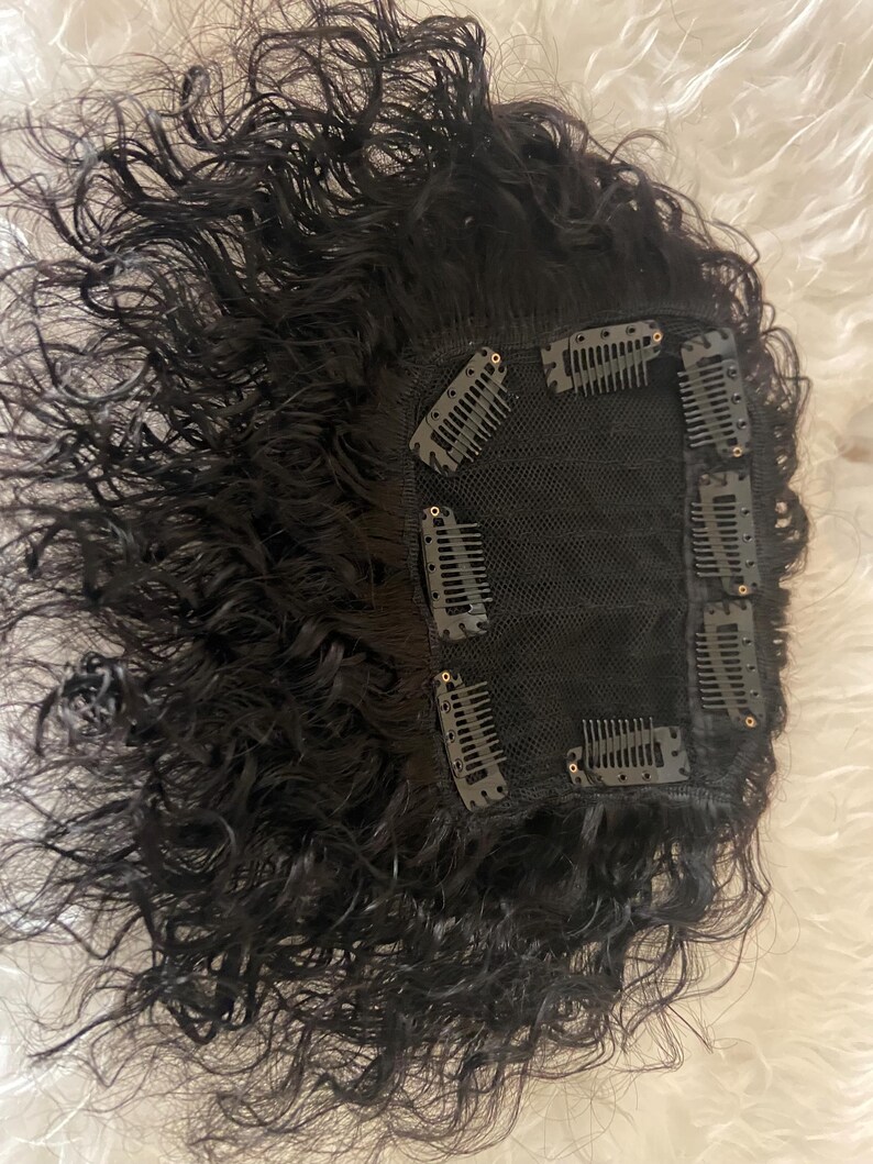 Curly Human Hair Half Topper Wig: Classic Cap - Etsy