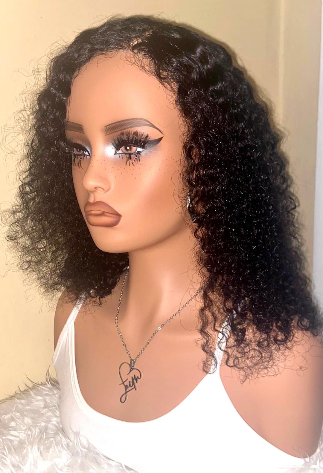 1B Curly Brazilian Virgin Hair Wig - Lace Frontal Free Part 18" - Etsy