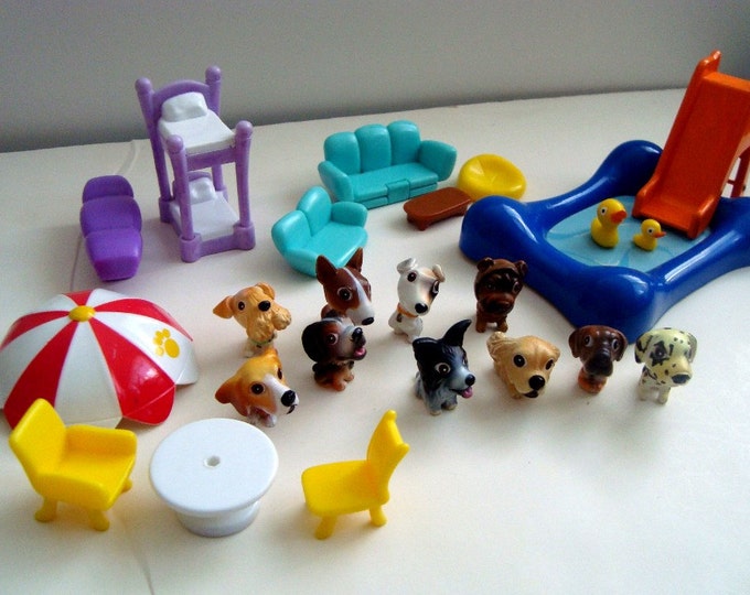 Plastic Mini Dog and Furniture Set - Pet Lovers, Miniatures, Doll House ...