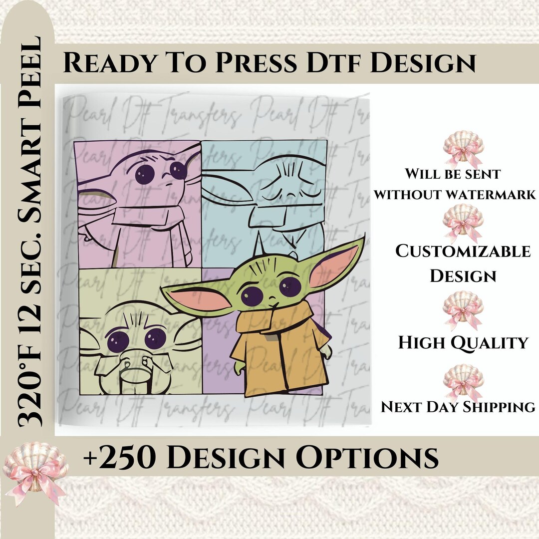Disney Star Wars Cute Baby Yoda Ready to Press, Disney Baby Yoda Dtf ...