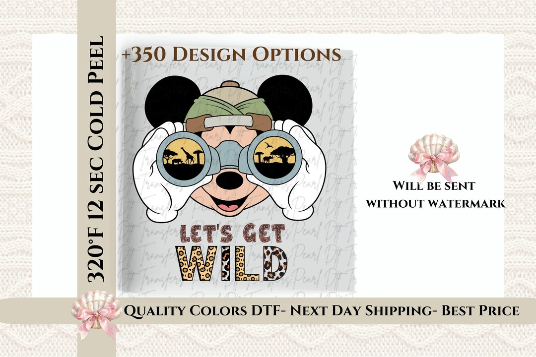 Let's Get Wild Mickey Safari DTF Transfer, Disney Animal Kingdom Ready ...