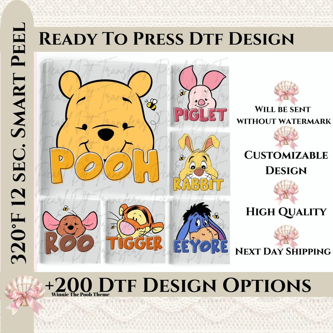 Retro Winnie the Pooh DTF Transfer, Pooh and Friends Transfer, Disney ...